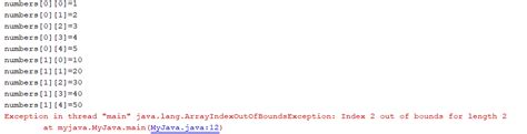 multidimensional array exception in thread main java lang arrayindexoutofboundsexception