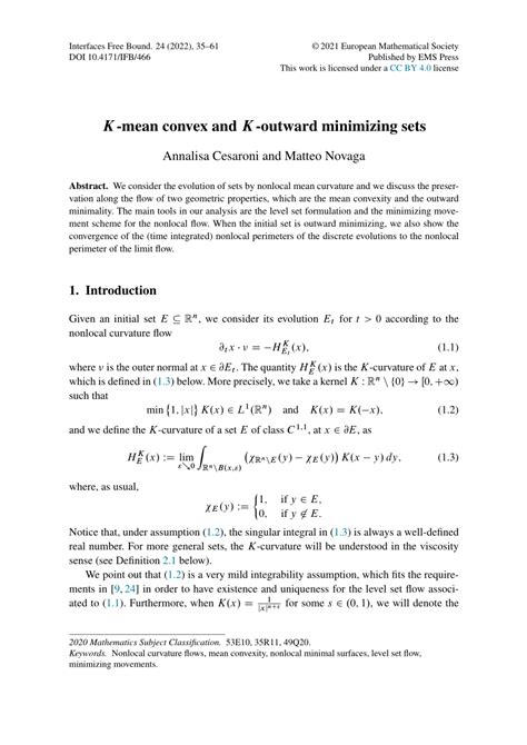 pdf k mean convex and k outward minimizing sets