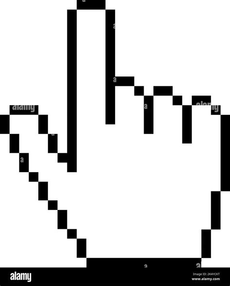 Pixel Hand Cursor Retro Press Pointer Symbol Stock Vector Image Art