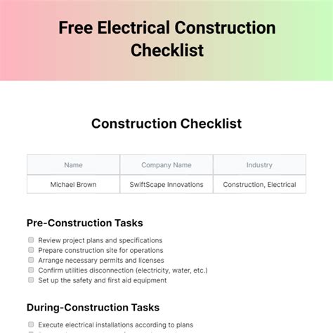 Free Construction Checklist Templates Examples Edit Online