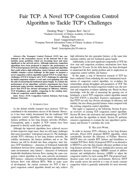 fair tcp a novel tcp congestion control pdf network congestion transmission control protocol