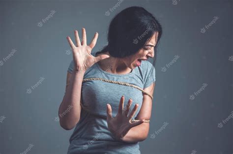 Premium Photo Crying Woman Tied With Rope
