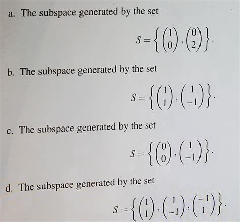solved 1 for each of the following subspaces of r2