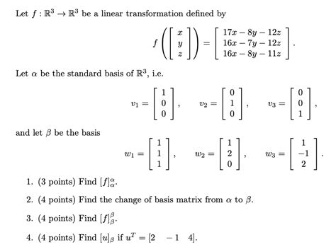 solved let f r3 → r3 be a linear transformation defined by