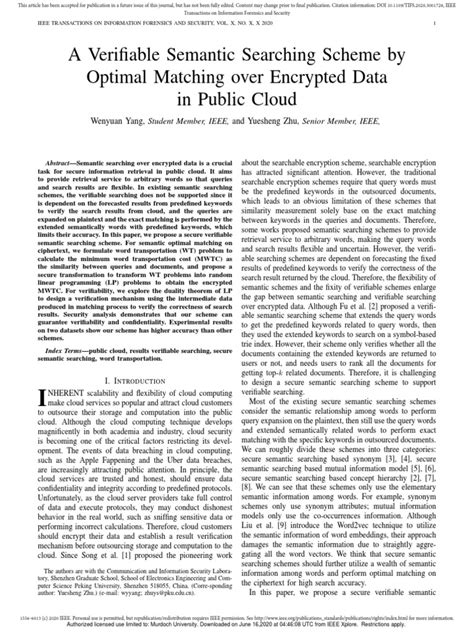 a verifiable semantic searching scheme by optimal matching over encrypted data in public cloud
