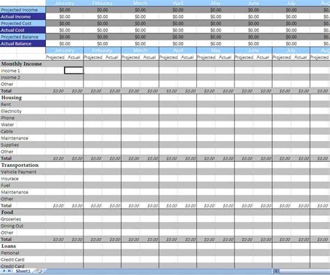 Monthly Expenses Spreadsheet Db Excel