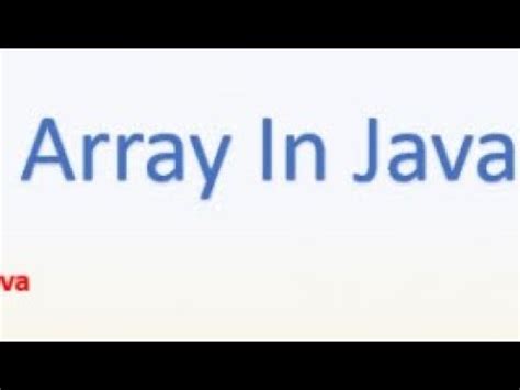 Java Arrays YouTube