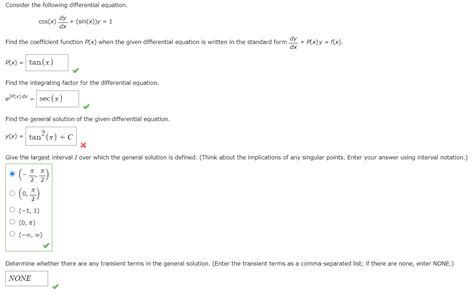 solved consider the following differential equation cos x