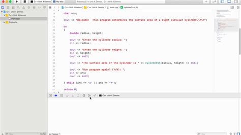 c unit 4 demo 5 programmer defined functions cylinder example with bool function youtube