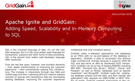 Apache Ignite And Gridgain Adding Speed Scalability And In Memory Computing To Sql