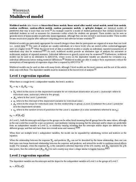 multilevel model pdf multilevel model dependent and independent variables