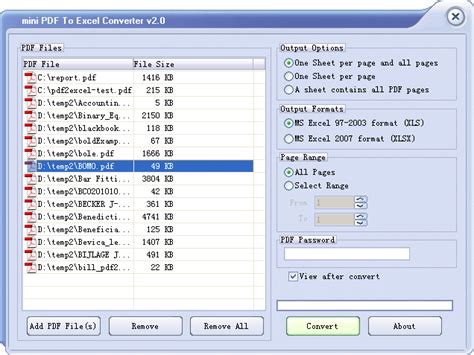 mini pdf to excel converter does convert pdf files to ms excel documents pdf to xls pdf to csv