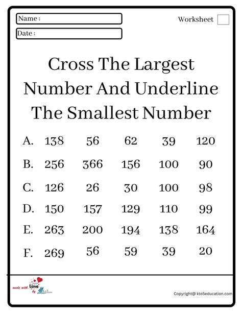 cross the largest number and underline the smallest