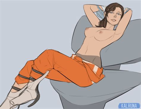 Rule 34 Areolae Armpits Blue Eyes Breasts Brown Hair Chell Female Female Focus Female Only