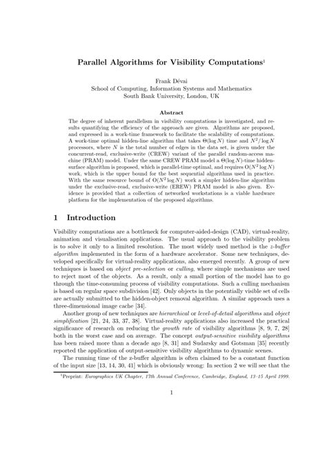 pdf parallel algorithms for visibility computations