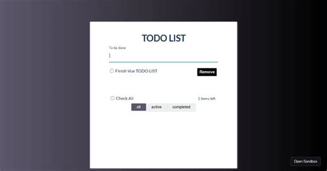 TODO LIST VUE Codesandbox
