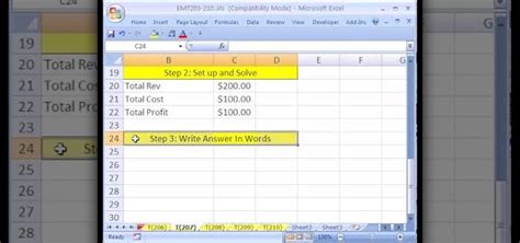 solving problems with excel