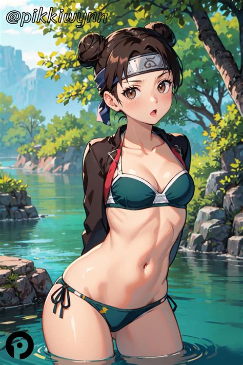 Rule 34 Ai Generated Arms Behind Back Bikini Blush Breasts Brown Eyes Brown Hair Cleavage