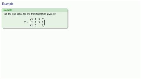 null space of a linear transformation youtube
