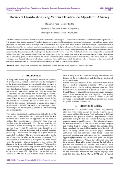 pdf document classification using various classification algorithms a survey ijfrcsce
