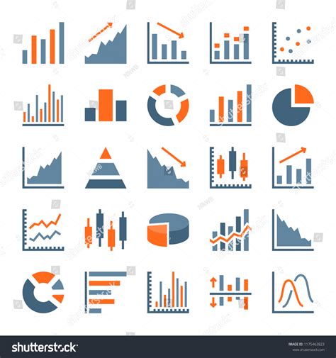 Graph Chart Related Flat Icons Statistics Stock Vector Royalty Free