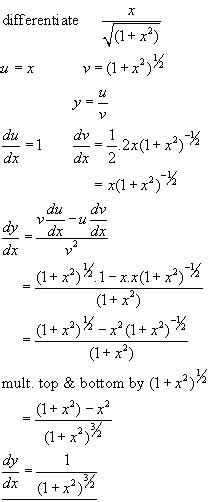 the quotient rule differential calculus from a level maths tutor