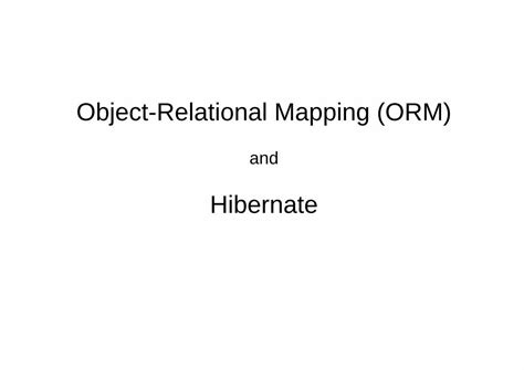 PDF Object Relational Mapping ORM Hibernate Mapping