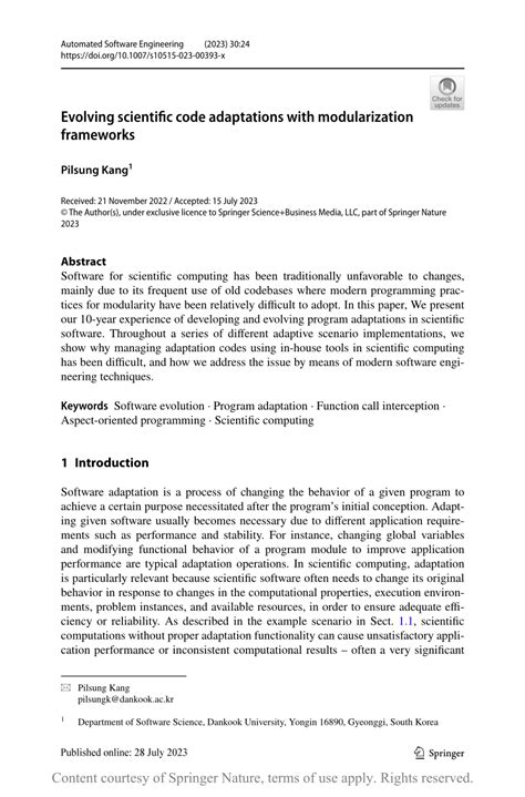 evolving scientific code adaptations with modularization frameworks