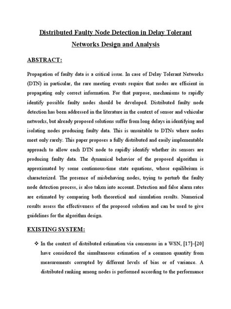 distributed faulty node detection in delay tolerant networks design and analysis pdf