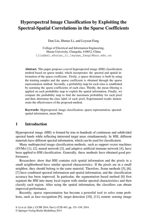 pdf hyperspectral image classification by exploiting the spectral spatial correlations in the