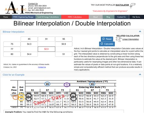 bilinear interpolation calculator adicot inc