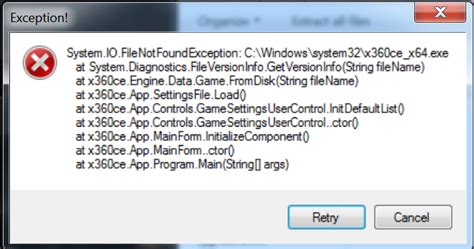 System IO FileNotFoundException Error Issue 441 X360ce X360ce GitHub