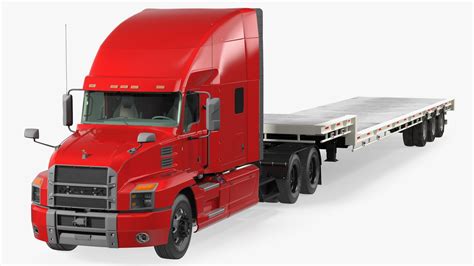 Mack Anthem Truck With Single Drop Tri Axle Extendable Trailer Rigged1 3d Model 179 Max