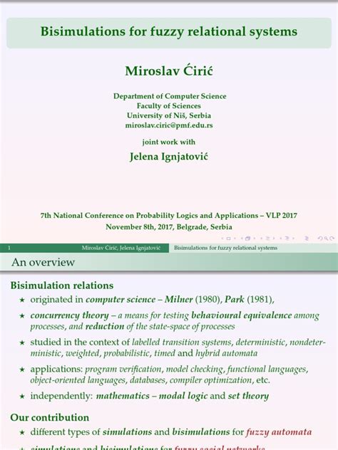 bisimulations for fuzzy relational systems jelena ignjatovi c pdf fuzzy logic applied