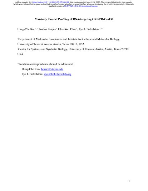 pdf massively parallel profiling of rna targeting crispr cas13d
