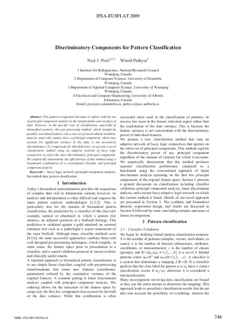 pdf discriminatory components for pattern classification witold pedrycz