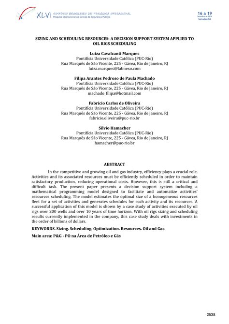 pdf sizing and scheduling resources a decision support system applied to oil rigs scheduling