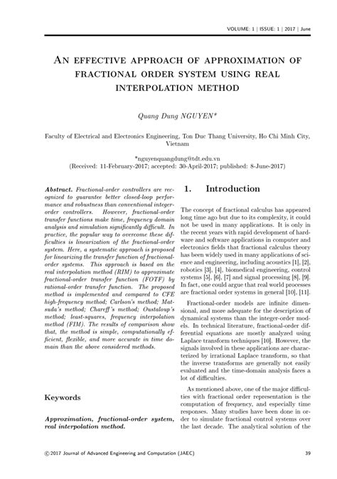pdf an effective approach of approximation of fractional order system using real interpolation