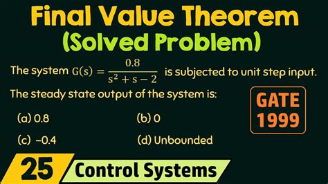 final value theorem solved problem youtube