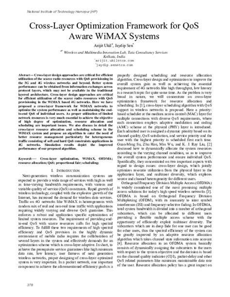 pdf cross layer optimization framework for qos aware wimax systems arijit ukil