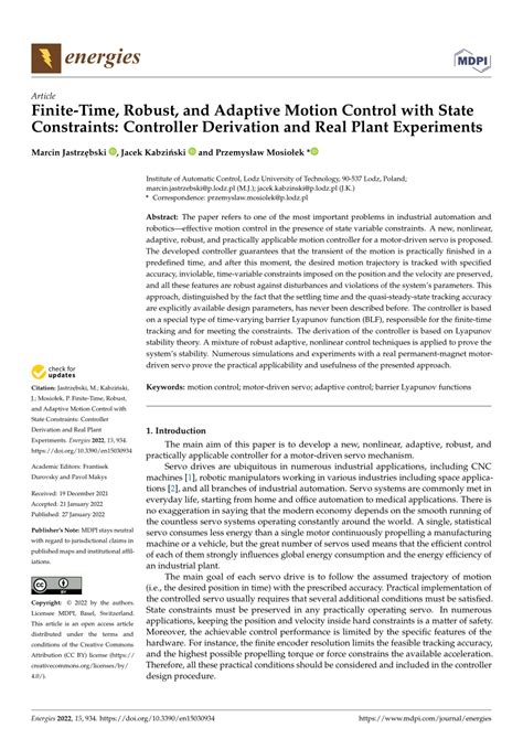 pdf finite time robust and adaptive motion control with state constraints controller
