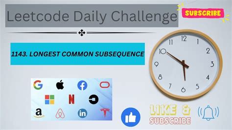 1143 longest common subsequence leetcode daily challenge dp problem dp solution youtube