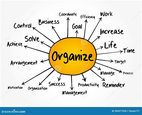 ORGANIZE Mind Map Flowchart Business Concept For Presentations And