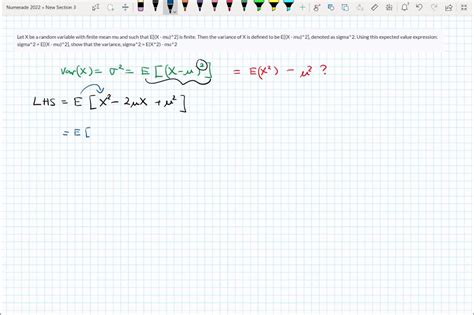 solved let x be a random variable with a finite mean Î¼ and such that e[ x Î¼ 2] is finite