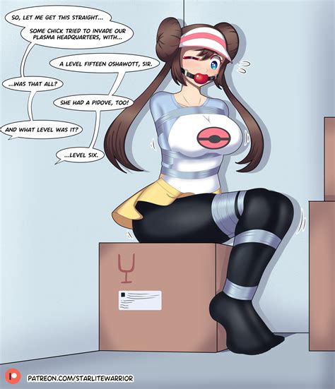 Rule 34 Ball Gag Blue Eyes Bondage Bondage Box Breasts Brown Hair Double Bun English Text Gag