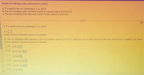 solved rewrite the following using mathematical symbols a