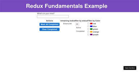 Redux Fundamentals Example Codesandbox