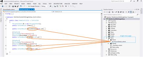 multiple actions from a single view page in mvc codeproject