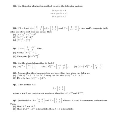 solved q1 use gaussian elimination method to solve the