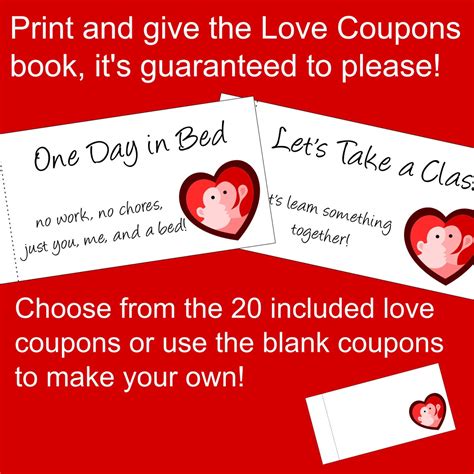 Printable Love Coupons Book For Him And Her Valentines Etsy